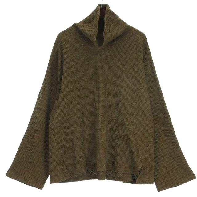 【中古】アンセルム ANCELLM CHAIN KNIT ニット カットソー Tシャツ 長袖 ANC-CT36 カーキ 2 メンズ