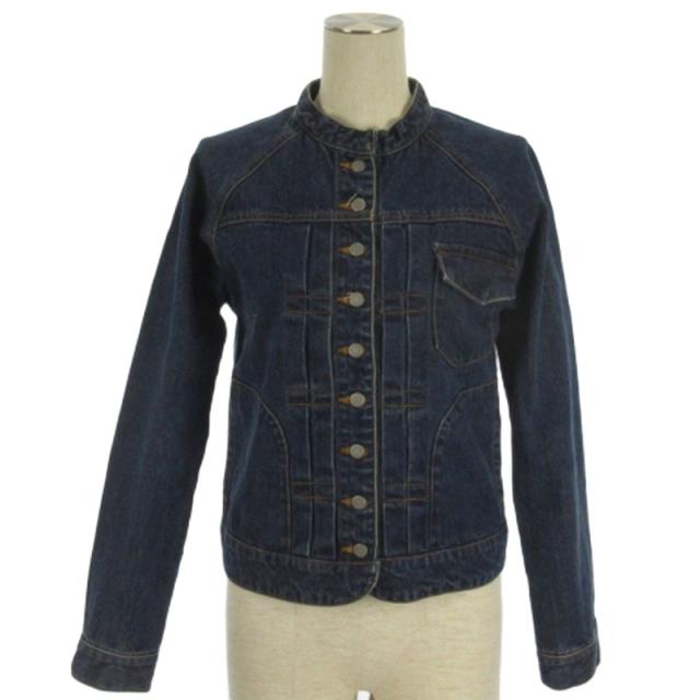 【中古】スースースーコンフォート si-si-si comfort バンドカラー デニムジャケット インディゴ 36 レディース
