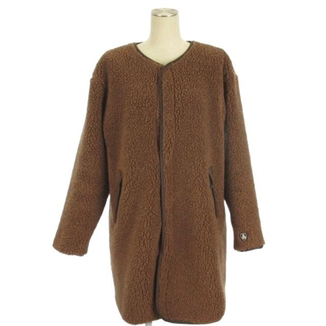 【中古】オーチバル ORCIVAL オーシバル ノーカラー ボアコート RC-8083 WBA ブラウン 1 レディース