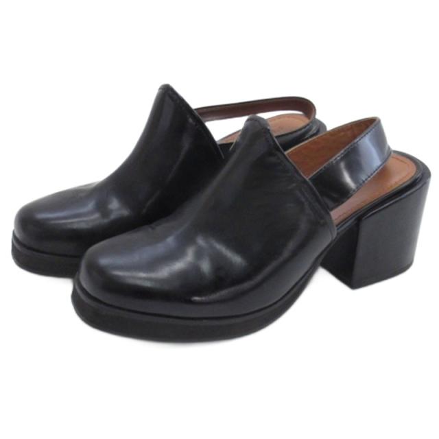 【中古】エンフォルド ENFOLD レザー ミュール ボリュームソール ブラック 38 24.5cm レディース