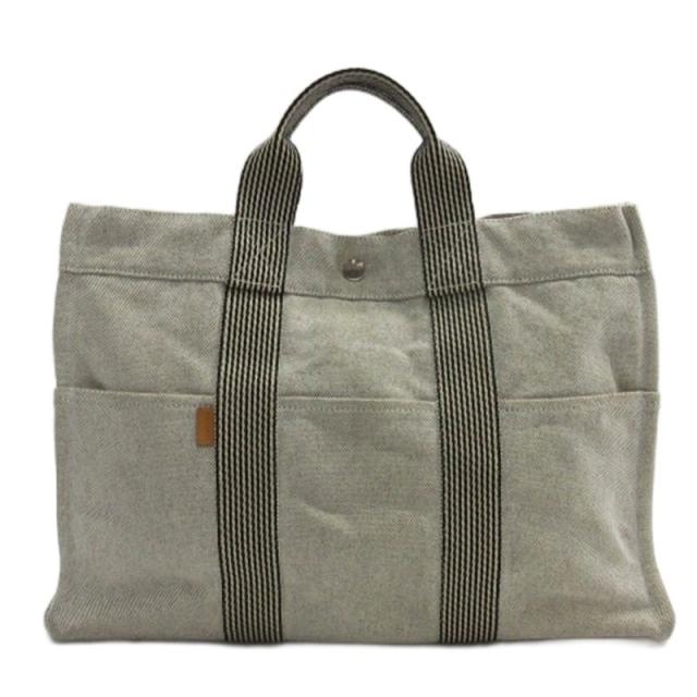 【中古】エルメス HERMES フールトゥMM キャンバス トートバッグ ハンド グレー系 ☆AA★ レディース