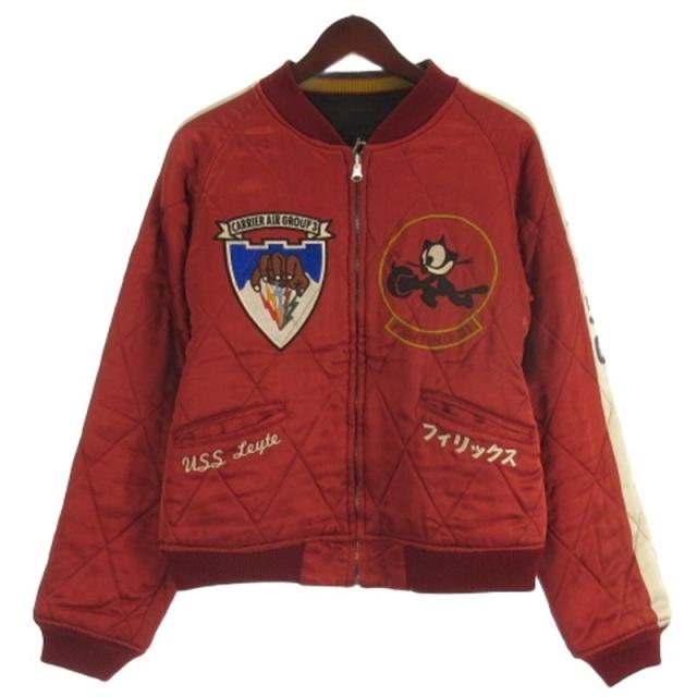 【中古】トイズマッコイ × フィリックス31 USS CV-32 LEYTE スーベニア ジャケット リバーシブル 刺繍 レッド L