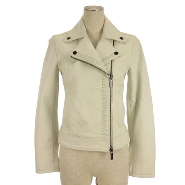 【中古】未使用品 アルマーニエクスチェンジ タグ付き ダブル ライダースジャケット レザー 3GYB60 YLD2Z ホワイト XS