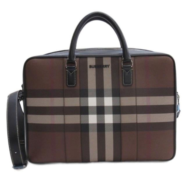 【中古】バーバリー BURBERRY チェック ブリーフケース 書類かばん ビジネス ショルダーバッグ ブラウン系 メンズ