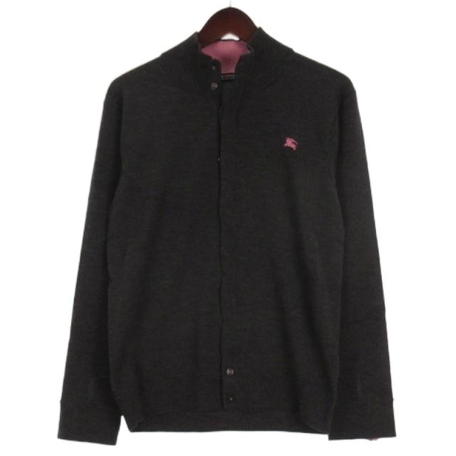 【中古】バーバリーブラックレーベル BURBERRY BLACK LABEL ニット カーディガン スタンドカラー グレー 3 メンズ