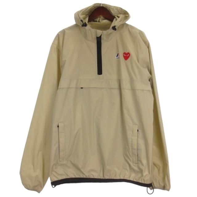 【中古】プレイコムデギャルソン × ケーウェイ ナイロン ハーフジップ パーカー ジャケット パッチ ベージュ XL