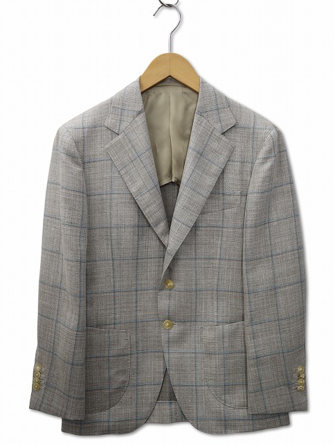 【中古】Custom Tailor BEAMS ロロピアーナ サマータイム チェック テーラードジャケット オーダー品 メンズ