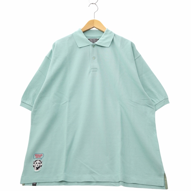 【中古】未使用品 HYSTERIC GLAMOUR 2025SS FREAK OUT 刺繍 半袖 ハーフボタン ポロシャツ XL グリーン メンズ