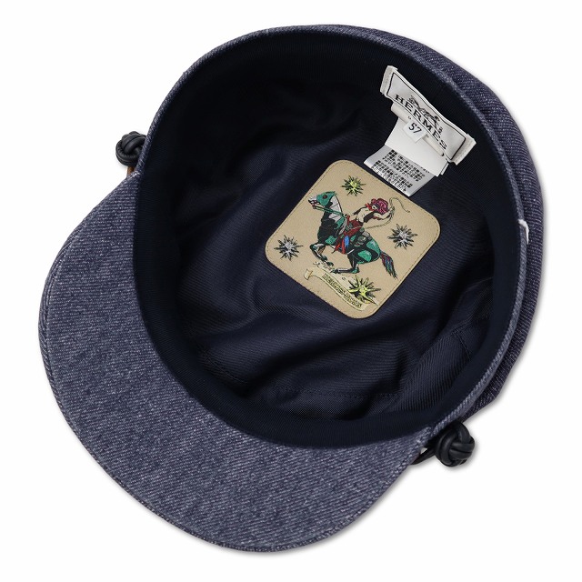 【中古】エルメス HERMES キャスケット 《ジュリエッタ》ファインデニム 帽子 57 INDIGO(インディゴ) レディース