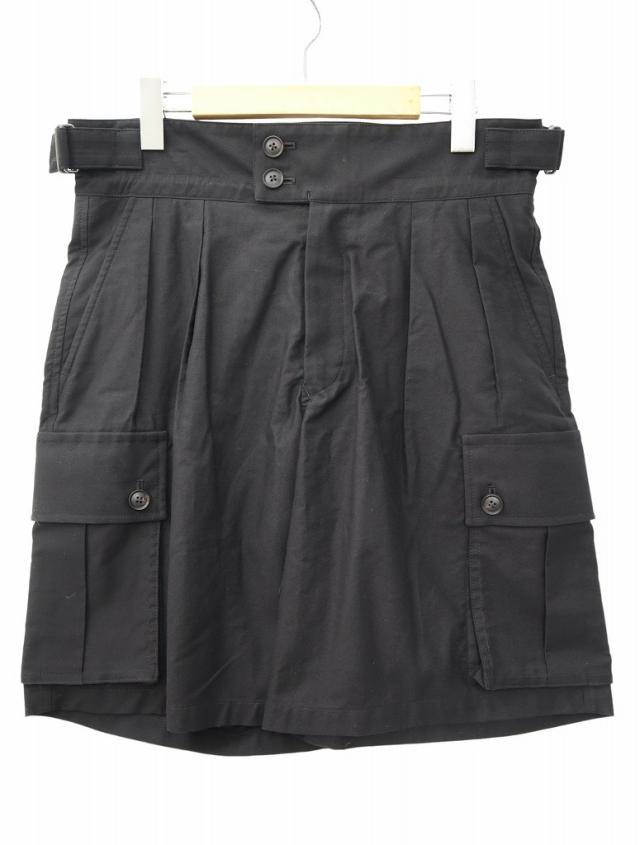 【中古】未使用品 ワイズ Y's collections 2タック カーゴ ショーツ ハーフパンツ 1 BLACK(ブラック) 春夏 レディース