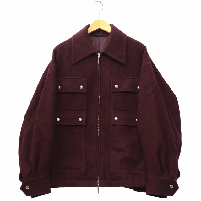 【中古】Ujoh  4P ZIP Blouson ブルゾン ウール ジャケット 3 WINE RED ワインレッド U763-Y01-103 メンズ