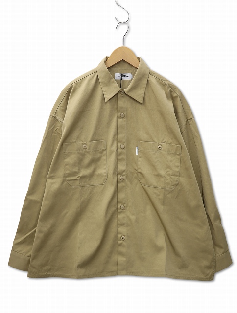 【中古】未使用品 クーティー COOTIE NYLON CHINO CLOTH L/S WORK SHIRT ナイロン チノクロス 長袖 ワークシャツ M