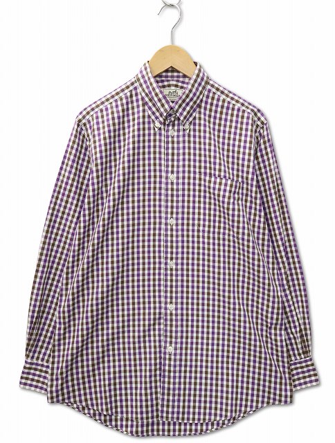 【中古】エルメス HERMES 長袖 ギンガムチェック ボタンダウン ポケット シャツ 39/15 1/2(M) メンズ