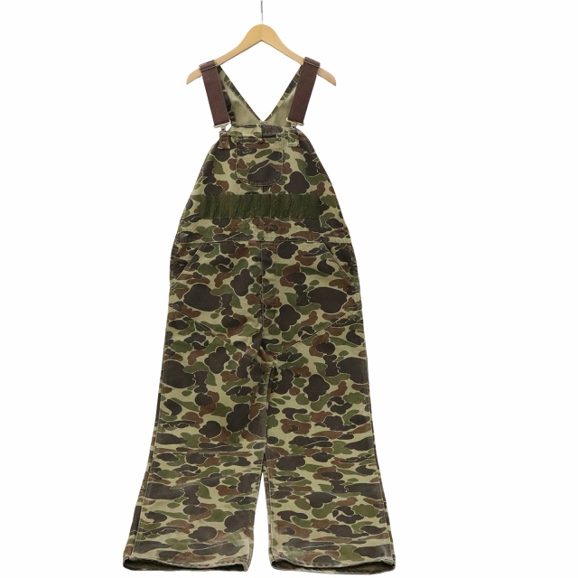 【中古】carhartt 80s ヴィンテージ 迷彩柄 ダックハンター オーバーオール 40×32 KHAKI カーキ BU103 メンズ