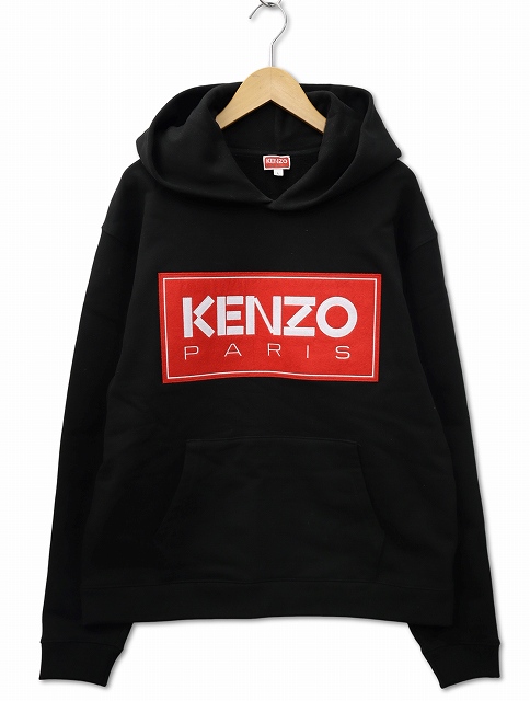【中古】ケンゾー KENZO LOGO CLASSIC HOODIE ロゴ エンブロイダリー スウェット プルオーバー パーカー L BLACK