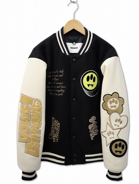 【中古】BARROW バロー COLLEGE JACKET アップリケ 刺繍 中綿 カレッジ ジャケット スタジャン S メンズ