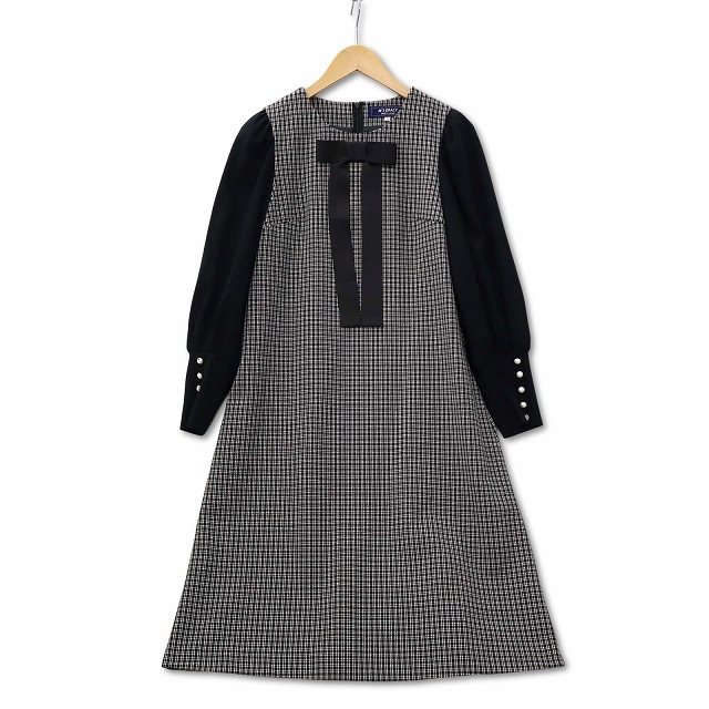 【中古】エムズグレイシー M'S GRACY 千鳥 クラシカル コンビ ワンピース ブラック 38 (M) レディース