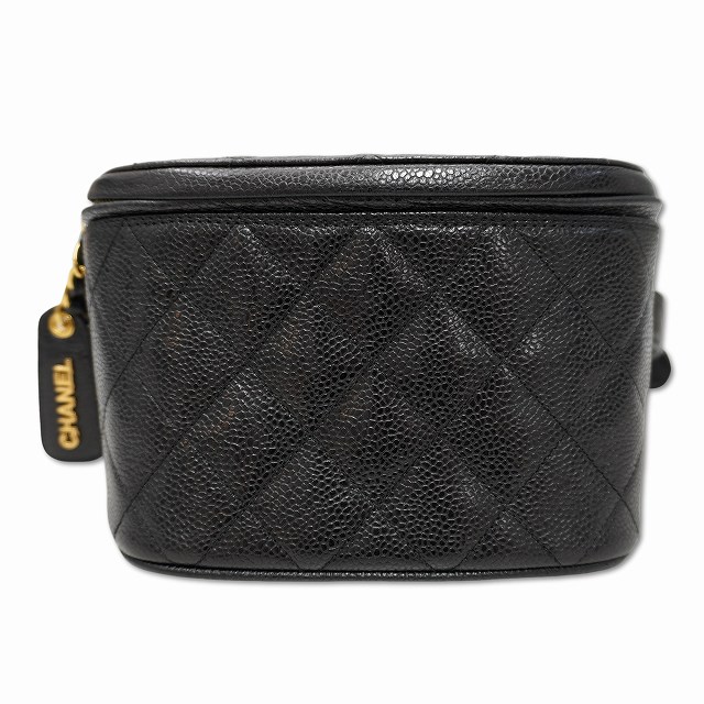【中古】シャネル CHANEL ヴィンテージ キャビアスキン レザー ウエスト ベルトバッグ 3番台 BLACK(ブラック)
