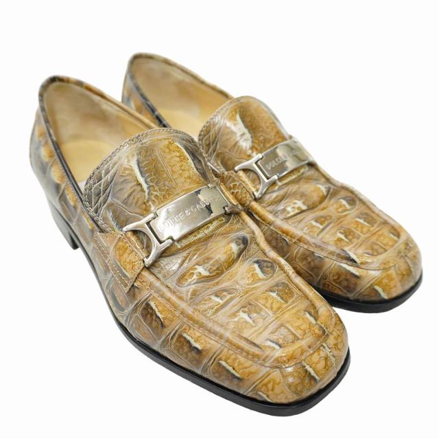 【中古】ドルチェ&ガッバーナ ドルガバ ホーンバック・ノッチョーラ カイマン レザー ローファー 23.5cm ブラウン