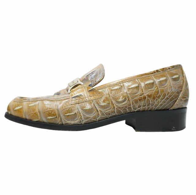 【中古】ドルチェ&ガッバーナ ドルガバ ホーンバック・ノッチョーラ カイマン レザー ローファー 23.5cm ブラウン