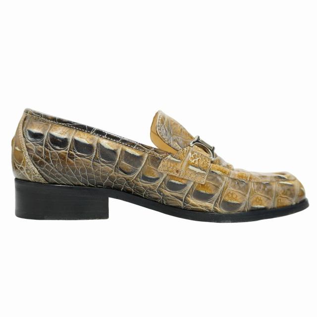 【中古】ドルチェ&ガッバーナ ドルガバ ホーンバック・ノッチョーラ カイマン レザー ローファー 23.5cm ブラウン