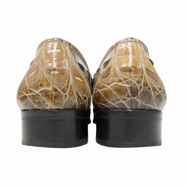 【中古】ドルチェ&ガッバーナ ドルガバ ホーンバック・ノッチョーラ カイマン レザー ローファー 23.5cm ブラウン