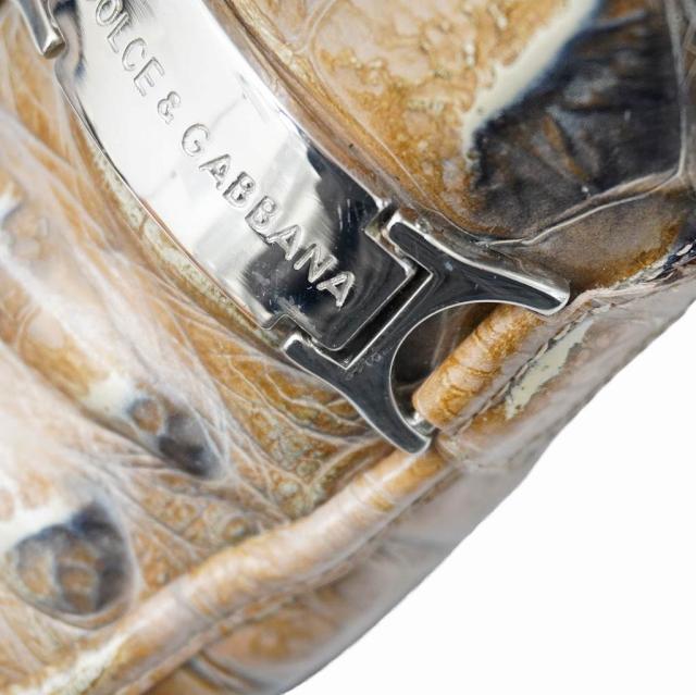 【中古】ドルチェ&ガッバーナ ドルガバ ホーンバック・ノッチョーラ カイマン レザー ローファー 23.5cm ブラウン