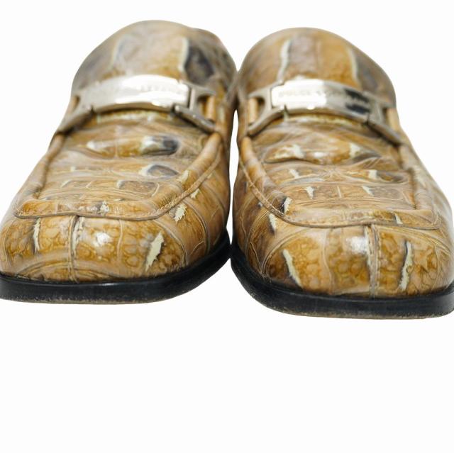 【中古】ドルチェ&ガッバーナ ドルガバ ホーンバック・ノッチョーラ カイマン レザー ローファー 23.5cm ブラウン