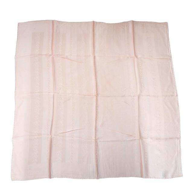 【中古】シャネル CHANEL イタリア製 ロゴ 総柄 シルク スクエア 大判 スカーフ LIGHTPINK(ライトピンク) レディース