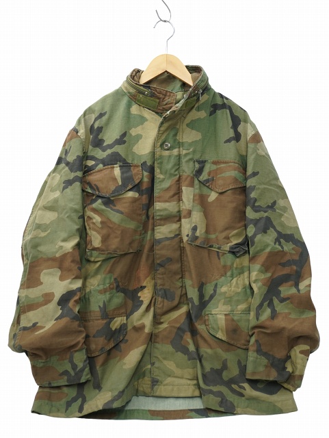 【中古】80s WINFIELD MFG CO. US ARMY 実物 迷彩柄 カモフラ ジップフライ M-65 ミリタリージャケット M カーキ