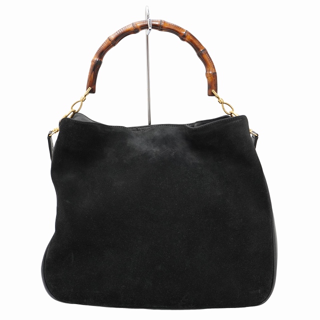 【中古】グッチ GUCCI バンブー スエード トートバッグ BLACK ブラック 001・1577・2615 レディース
