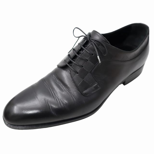 【中古】ルイヴィトン LOUIS VUITTON ダミエ レザー ダービー レースアップ ビジネスシューズ 9 1/2(28.5cm) ブラック