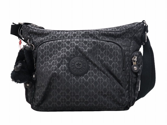 【中古】未使用品 KIPLING GABB S チャーム クロスボディバッグ ショルダーバッグ 7L ブラック KI4611 K59 レディース