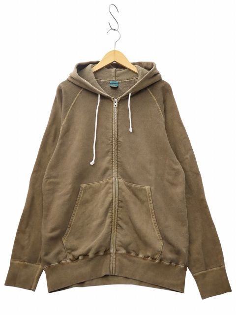 【中古】未使用品 グッドオン GOOD ON 製品染め ジップ 裏毛 フーディ パーカー L BROWN ブラウン メンズ