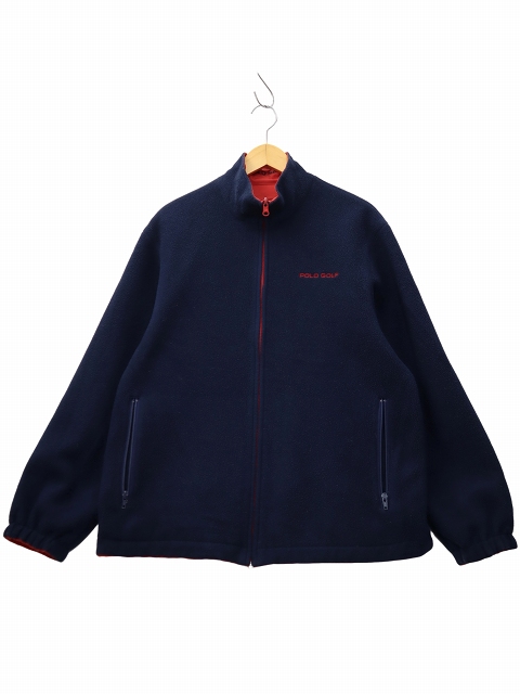 【中古】POLO GOLF RALPH LAUREN 90s リバーシブル フリースジャケット M ダークネイビー × レッド メンズ