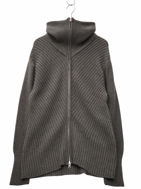 【中古】SHOOP シュープ ウール カシミヤ スタンドカラー ダブルジップ ニット セーター M GRAY グレー メンズ