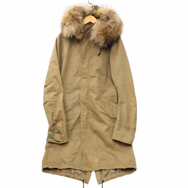 【中古】junhashimoto ラクーンファー ジップアップ ライナー モッズコート 4 KHAKI カーキ COT045 ODC01 メンズ