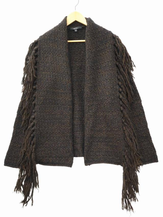 【中古】グッチ GUCCI 304359 キャメル モヘア混 メランジ 前開き フリンジ カーディガン L BROWN(ブラウン) 秋冬