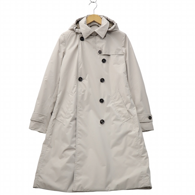 【中古】MOORER ROLITA-STP ロリータ ダブルブレスト フーデッド ダウン トレンチコート 40 ベージュ レディース