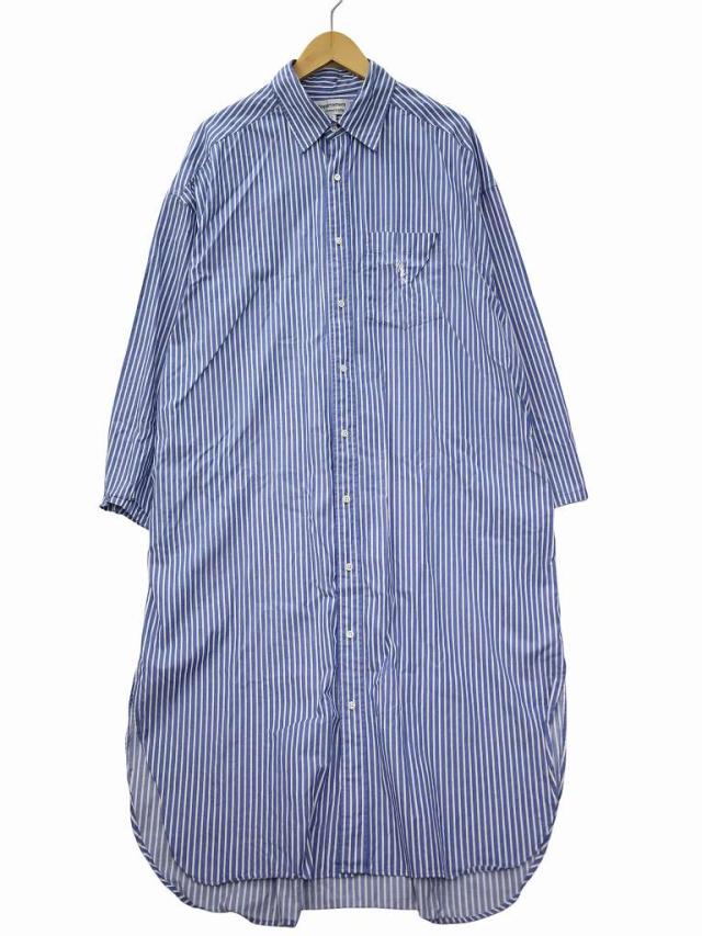 【中古】アパルトモン メイドバイ アメリカーナ STRIPE SHIRT Onepiece ストライプ シャツ ワンピース FREE ブルー