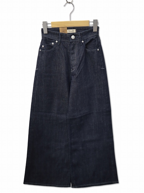 【中古】未使用品 ヤヌーク YANUK Wide Flare ウォッシュ加工 ワイド フレア デニムパンツ 23(S) OWI