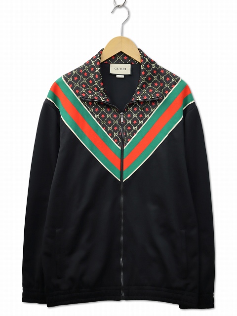 【中古】グッチ GUCCI 575734 XJBA5 GGスター トラックジャケット ジャージ ブルゾン M BLACK(ブラック) メンズ