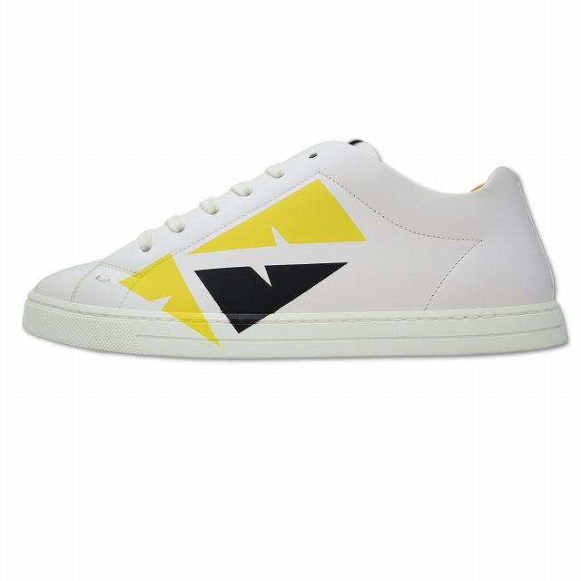 【中古】フェンディ FENDI 7E1379 レザー バグスアイ プリント スニーカー 6(25cm) WHITE(ホワイト) メンズ