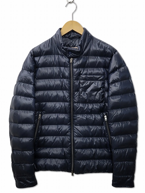 【中古】ヘルノ HERNO Resort ナイロン ライダース ウルトラライト ダウンジャケット ブルゾン 46(M) NAVY(ネイビー)