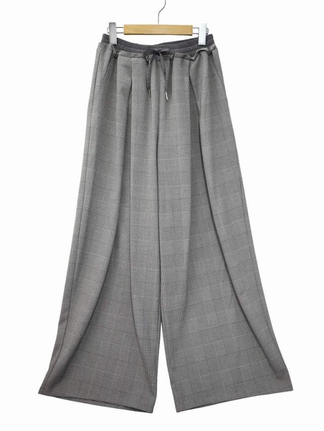 【中古】25AW CYAN TOKYO シアントウキョウ レイヤーウエスト グレンチェック ワイド パンツ 38(M) GRAY(グレー)