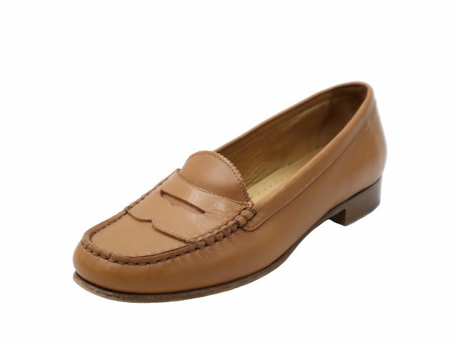 【中古】ヒロフ HIROFU 23〜23.5cm レザー  ローファー 36 1/2 CAMEL キャメル 16161B レディース
