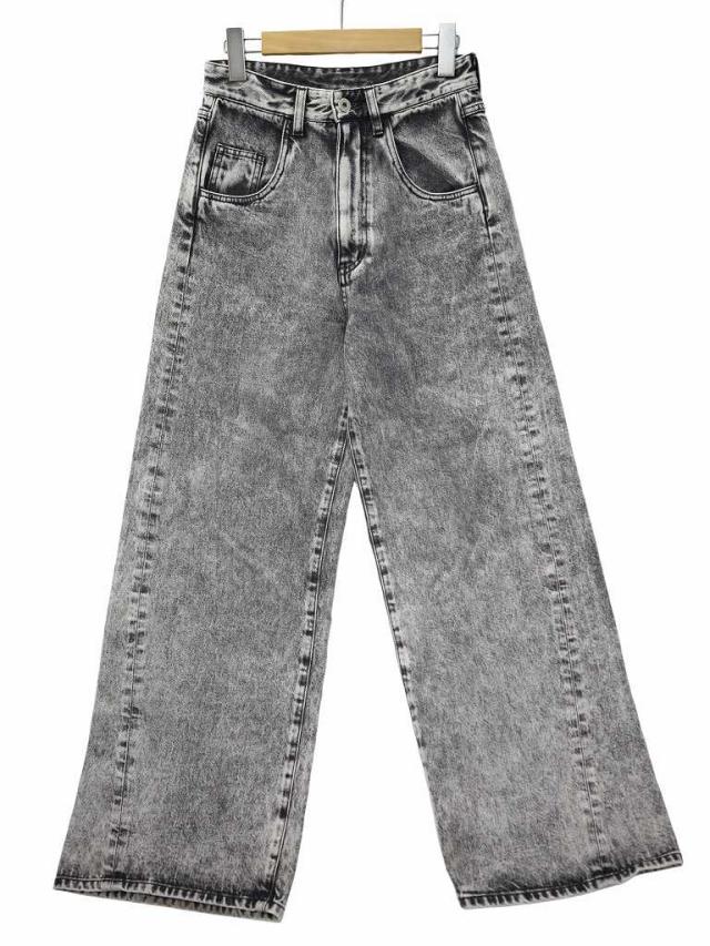 【中古】フレイアイディー FRAY I.D ワイド ストレート デニム パンツ 0(S) GRAY(グレー) レディース