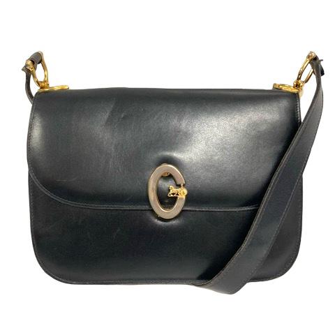 【中古】セリーヌ CELINE ヴィンテージ ショルダーバッグ 肩掛けショルダー 馬車金具 黒 ブラック ゴールド レディース