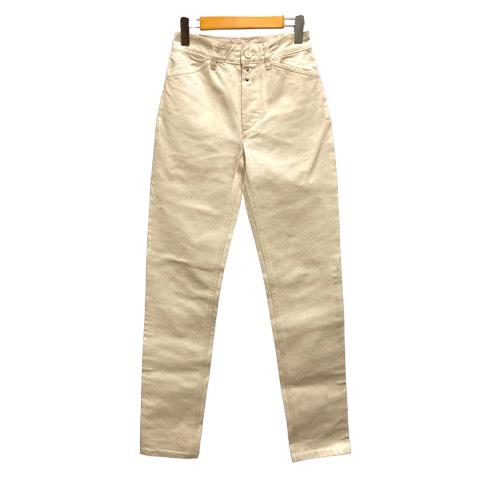 【中古】未使用品 エムエムシックス メゾンマルジェラ MM6 S62LB0078 コーティングパンツ デニム ボタンフライ 36 アイボリー レディース