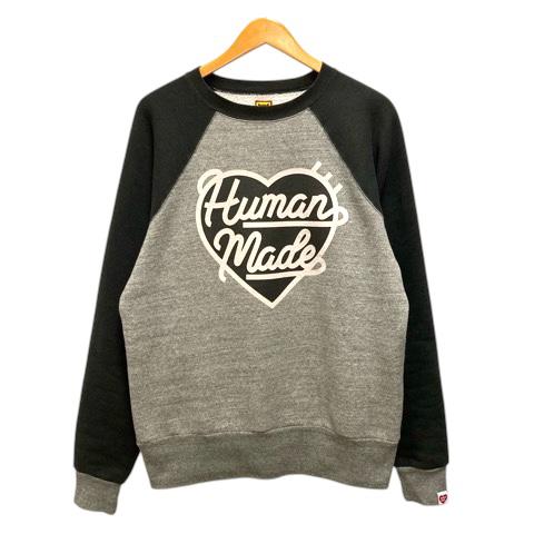 【中古】ヒューマンメイド HUMAN MADE HEART SWEATSHIRT トレーナー スウェット クルーネック プリント 裏起毛 長袖 M グレー メンズ